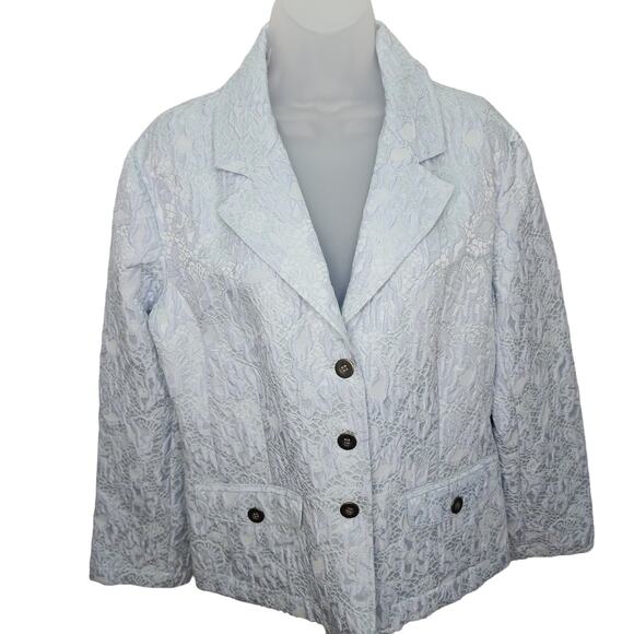 Chico's | Jackets & Coats | Chicos Light Blue Floral Amaryllis Passion ...